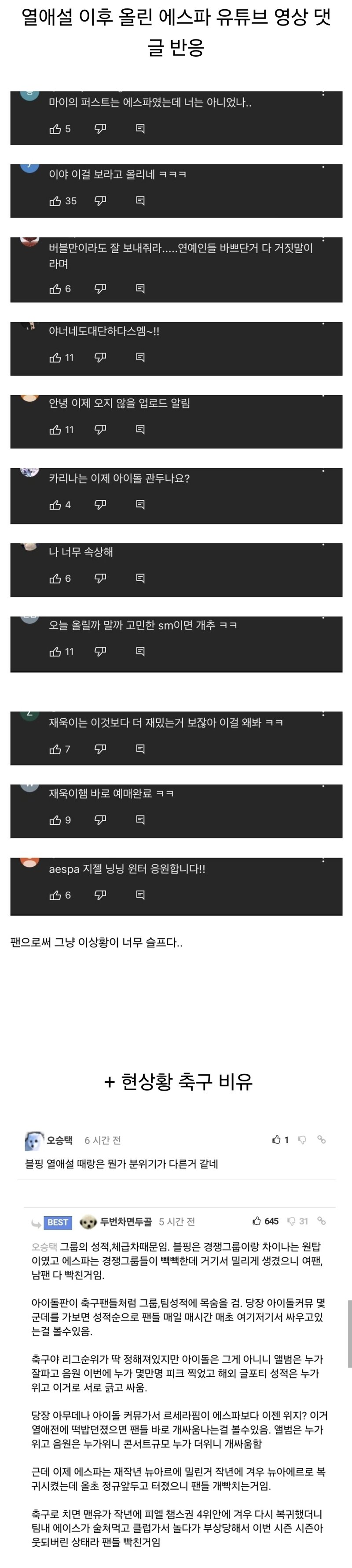 카리나 열애설에 팬들 반응 볼텍스 게이밍