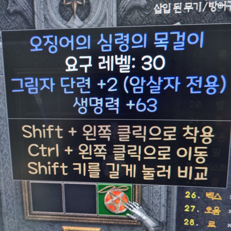 그림자 단력 매직목걸이 쓰나요 디아블로2 득템and자랑 게시판 디아블로2 인벤