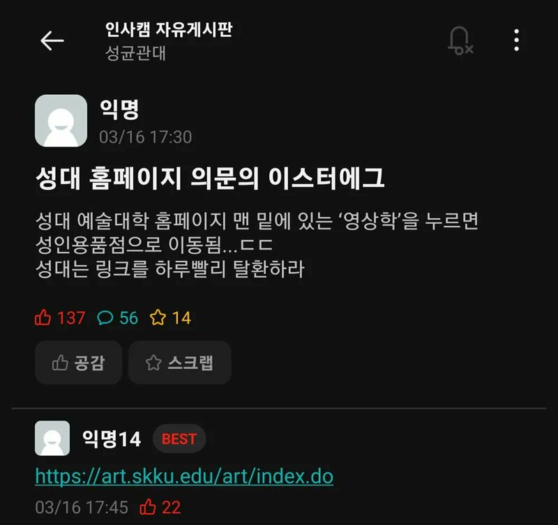 성인용품 사이트 이스터에그 생긴 성균관대 Vortex Gaming