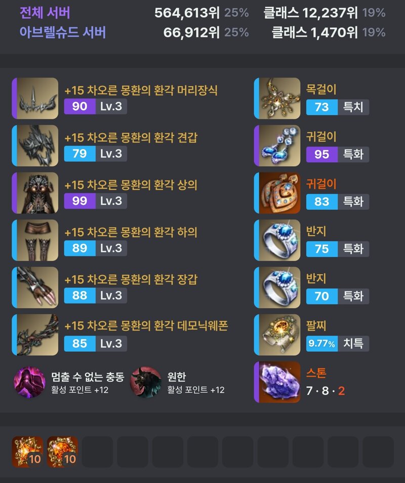 로스트아크 인벤 형들 데모닉 상노탑 스펙에서 더 올리지마요 로스트아크 인벤 데모닉 게시판