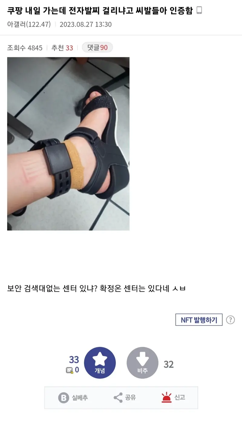 쿠팡 일하러 가는데 전자발찌 때문에 고민인 디시인 볼텍스 게이밍